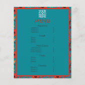 Red Teal Floral Cafe Restaurant Menu | Zazzle