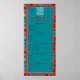 Red Teal Floral Cafe Restaurant Menu Poster | Zazzle