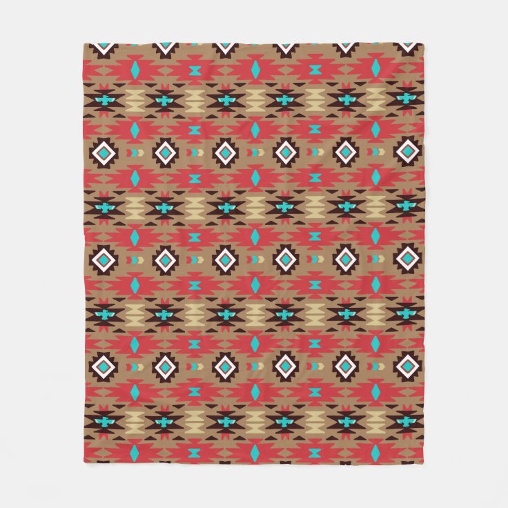 Red Teal Native American Vision Fleece Blanket | Zazzle