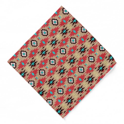 Red Teal Native American Vision Pattern Bandana | Zazzle