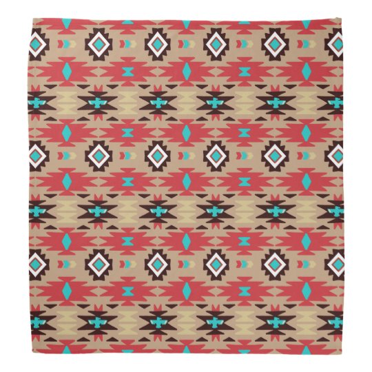 Red Teal Native American Vision Pattern Bandana | Zazzle.com