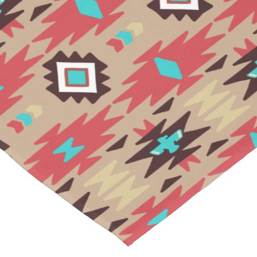 Red Teal Native American Vision Pattern Medium Table Runner | Zazzle