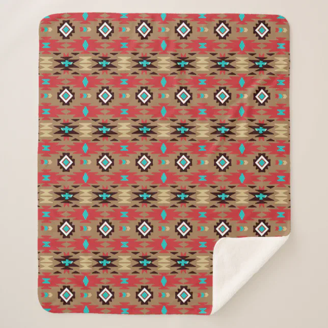 Red Teal Native American Vision Sherpa Blanket | Zazzle