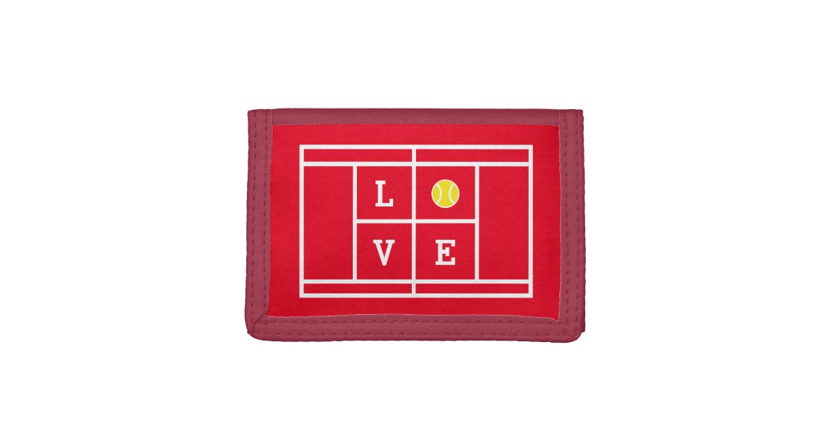 Red tennis court velcro trifold wallet | Zazzle