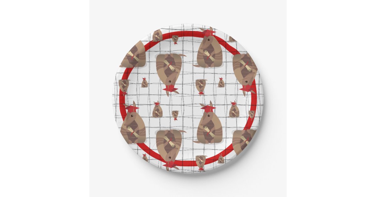 Red Texas Graduate Armadillo Paper Plates | Zazzle