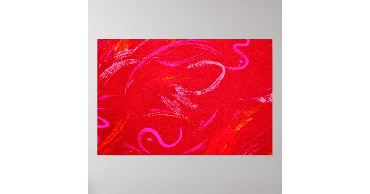 Red Textured Background with Squiggles and Shapes Poster | Zazzle
