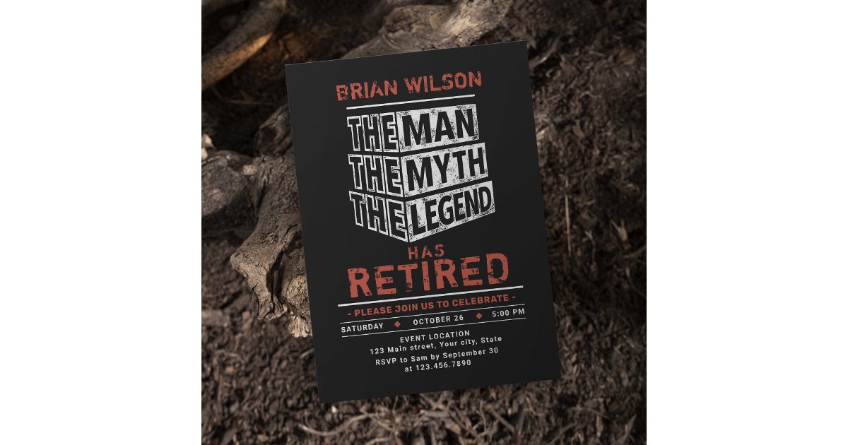 Red The Man The Myth The Legend Retirement Party Invitation | Zazzle