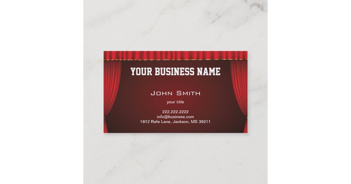 Red Theater Curtain Business Card | Zazzle