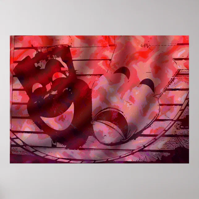 red theatre masks poster | Zazzle