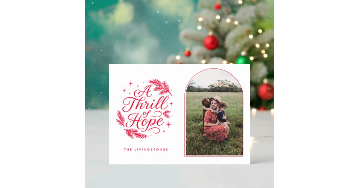 Red Thrill of Hope Arch Holiday Letterpress Photo Cards | Zazzle