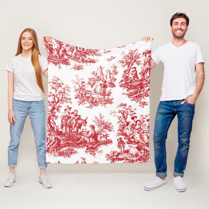 Red Toile Fleece Blanket | Zazzle.com