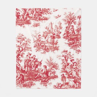 Red Toile Holiday Fleece Blanket | Zazzle