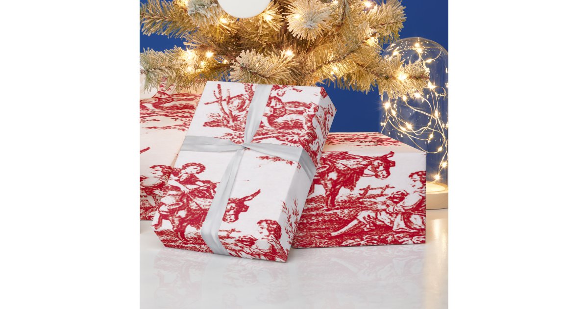 Red Toile Holiday Wrapping Paper | Zazzle