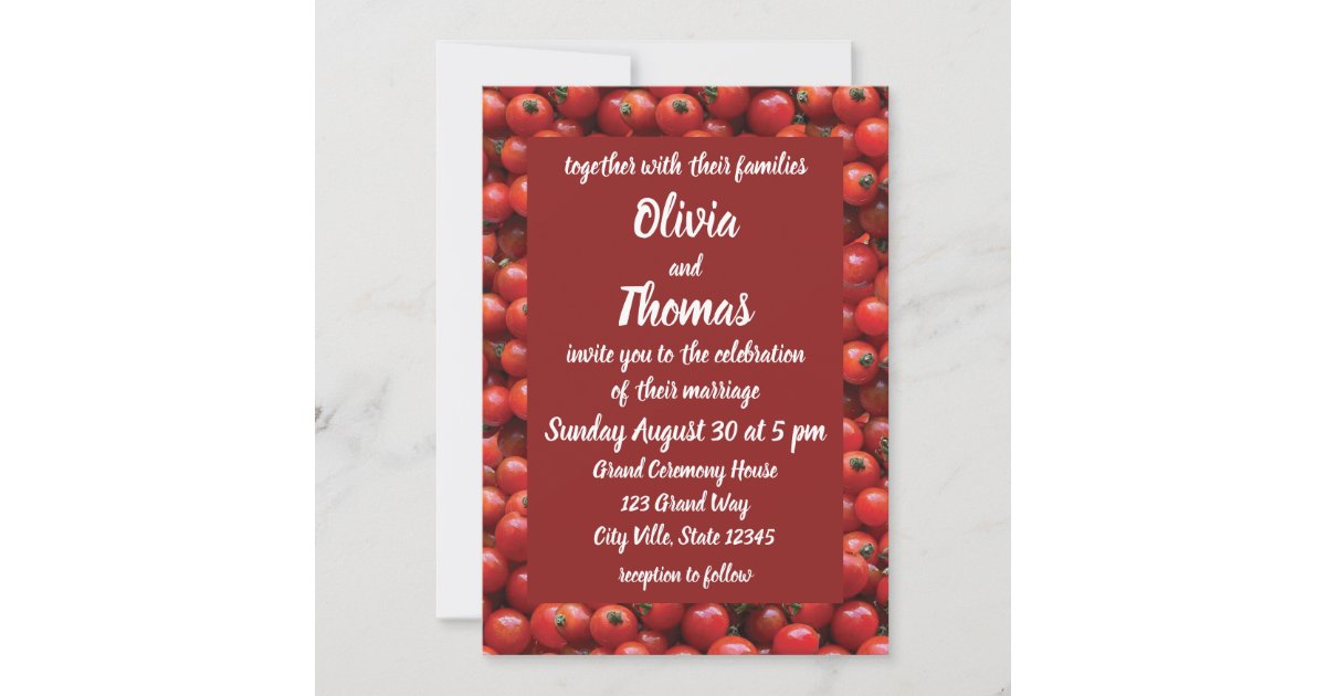 Red Tomato Modern Wedding Invitation | Zazzle