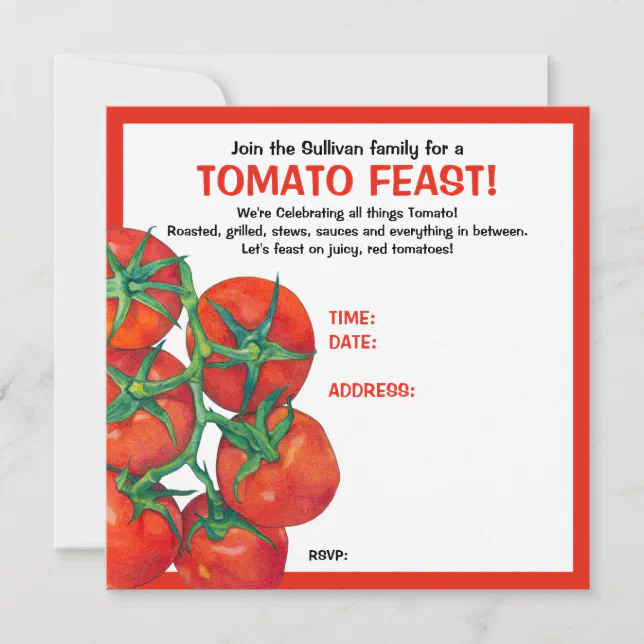 Red Tomatoes Feast Invitation Card | Zazzle