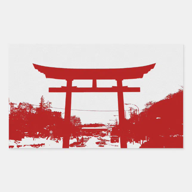 Red Torii Gate Silhouette Sticker | Zazzle
