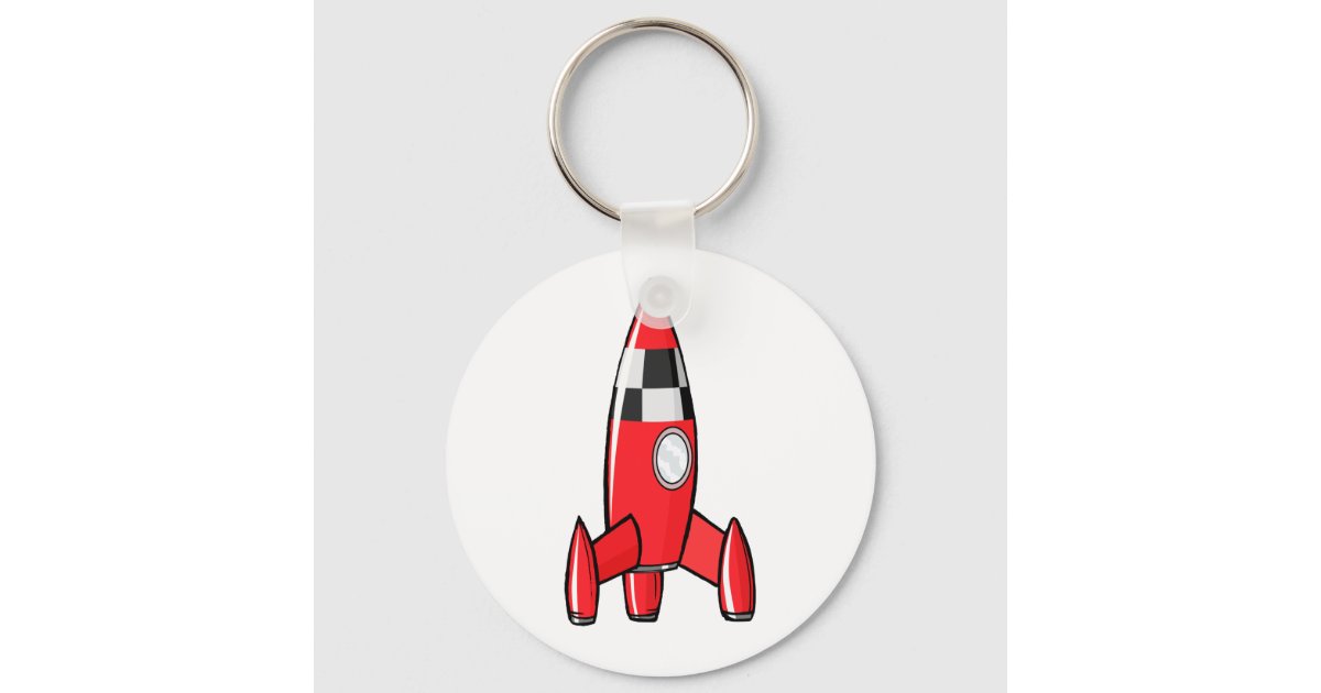 Red Toy Rocket Keychain | Zazzle