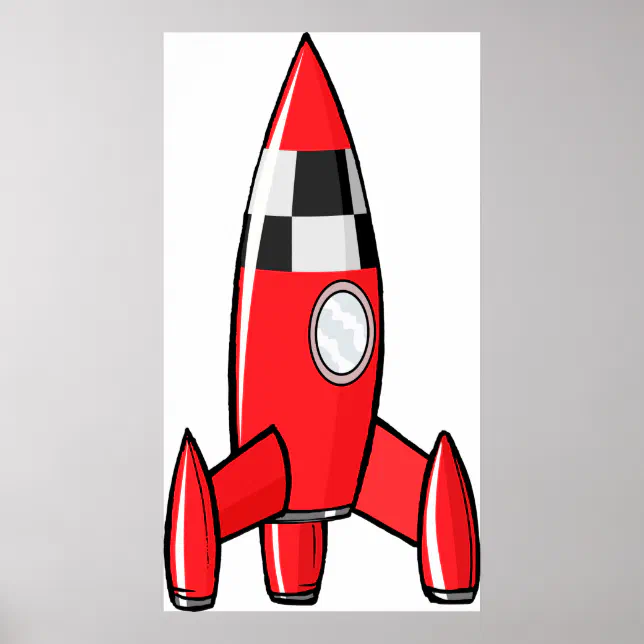 Red Toy Rocket Poster | Zazzle