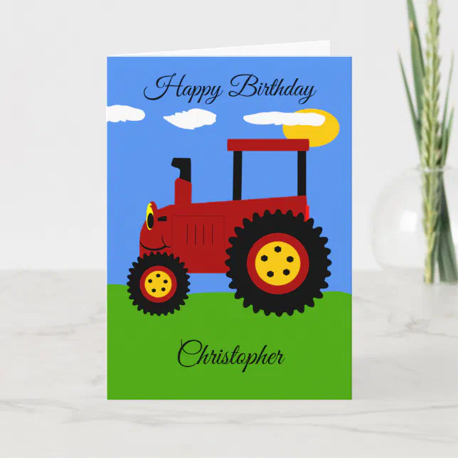 Red Tractor Birthday Card | Zazzle