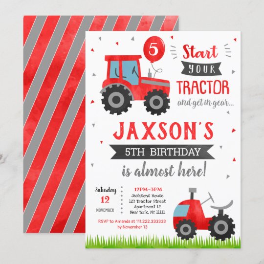 Red Tractor Birthday Party Invitation | Zazzle.com