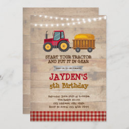 Red tractor birthday party invitation | Zazzle