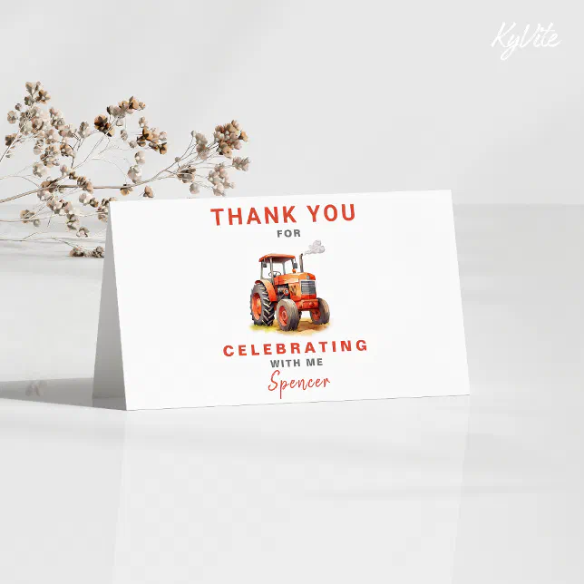 Red Tractor Folded Birthday Thank You Card | Zazzle
