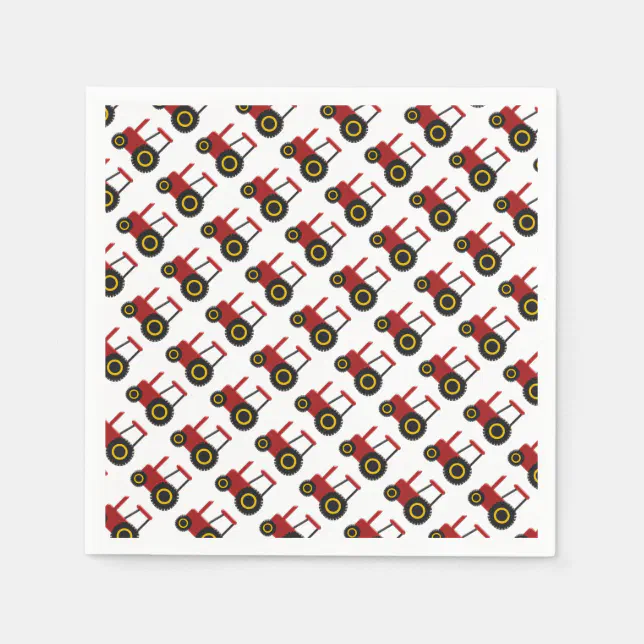 Red Tractor Paper Napkins | Zazzle