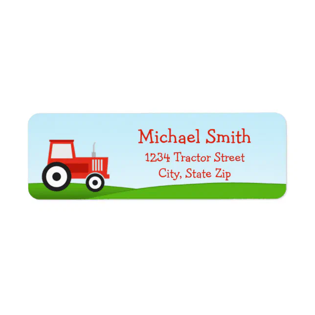Red Tractor Return Address Label | Zazzle