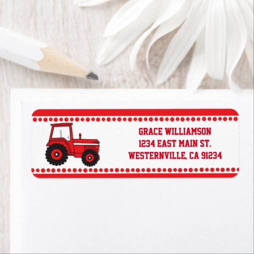 Red Tractor Return Address Labels | Zazzle