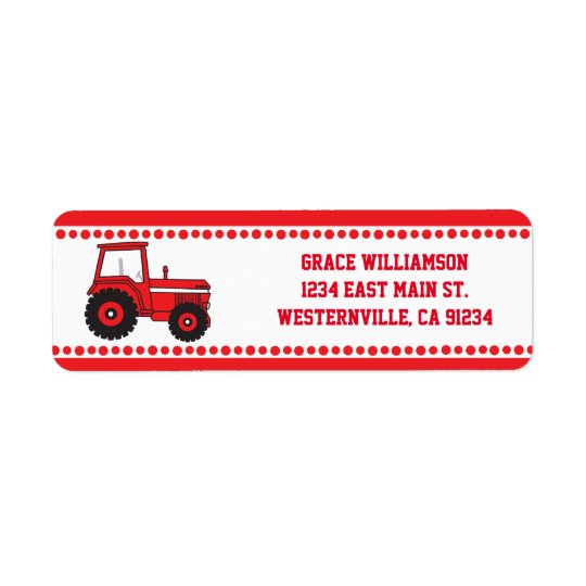 Red Tractor Return Address Labels | Zazzle.com