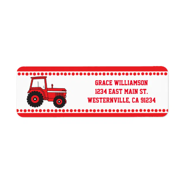 Red Tractor Return Address Labels | Zazzle