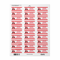 Red Tractor Return Address Labels | Zazzle
