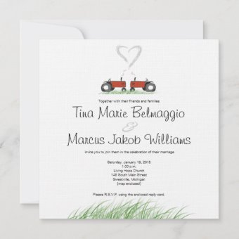 Red Tractor Wedding Invitation | Zazzle