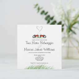 Red Tractor Wedding Invitation | Zazzle