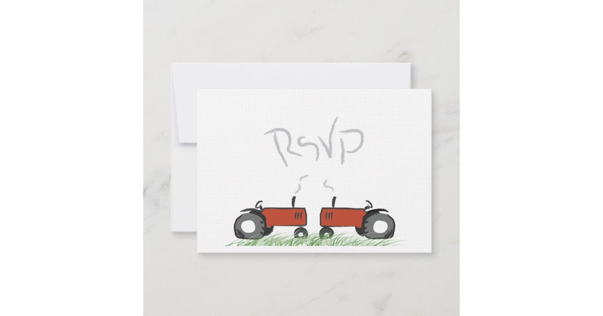 Red Tractor Wedding RSVP Card | Zazzle.com