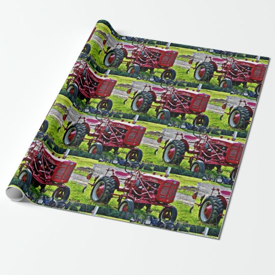 Red Tractor Wrapping Paper | Zazzle.com