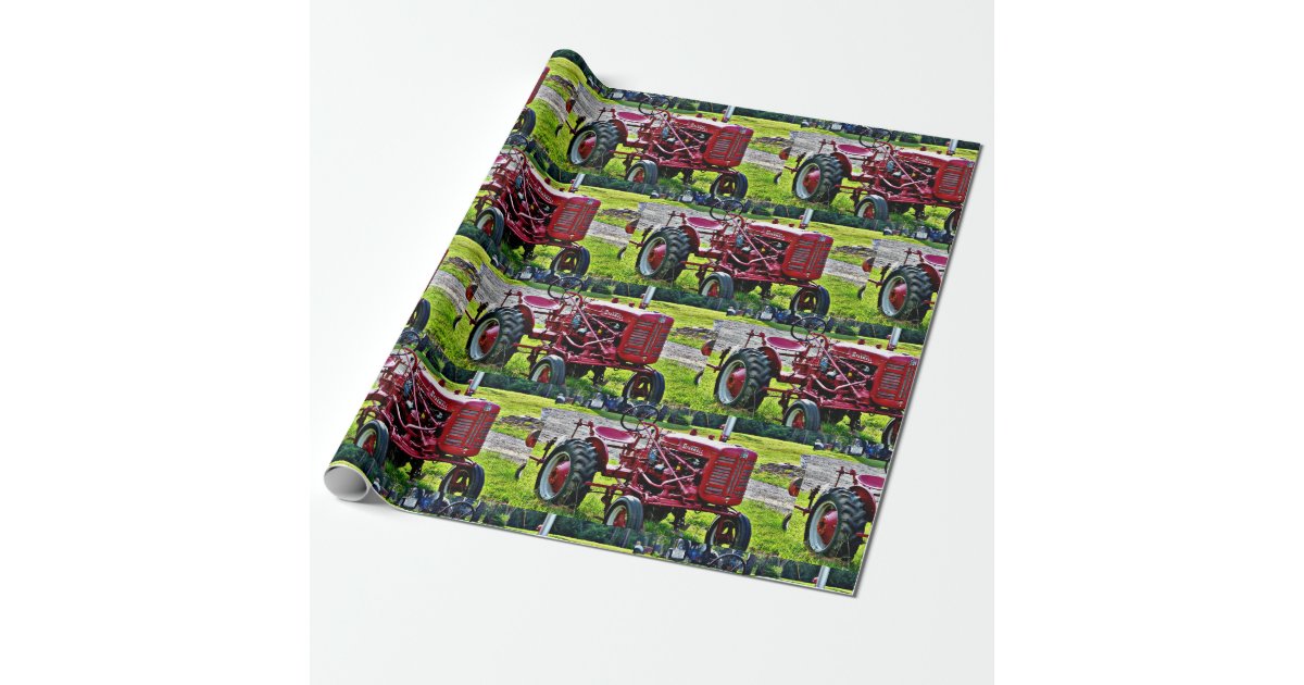 Red Tractor Wrapping Paper | Zazzle