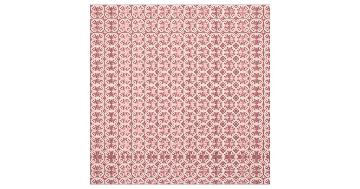 Red Traditional Geometric Chinese Pattern Fabric | Zazzle