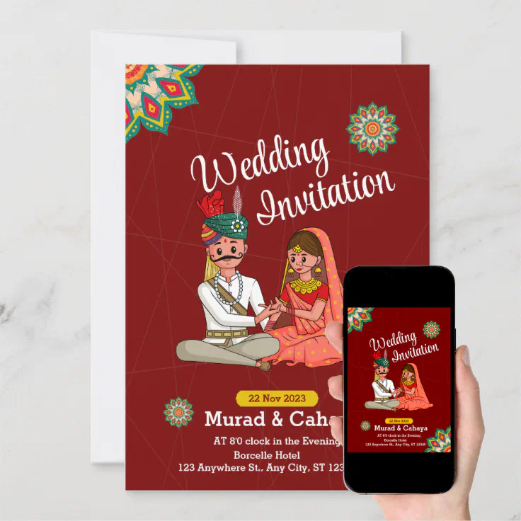 Red Traditional Indian Wedding Invitation Card | Zazzle