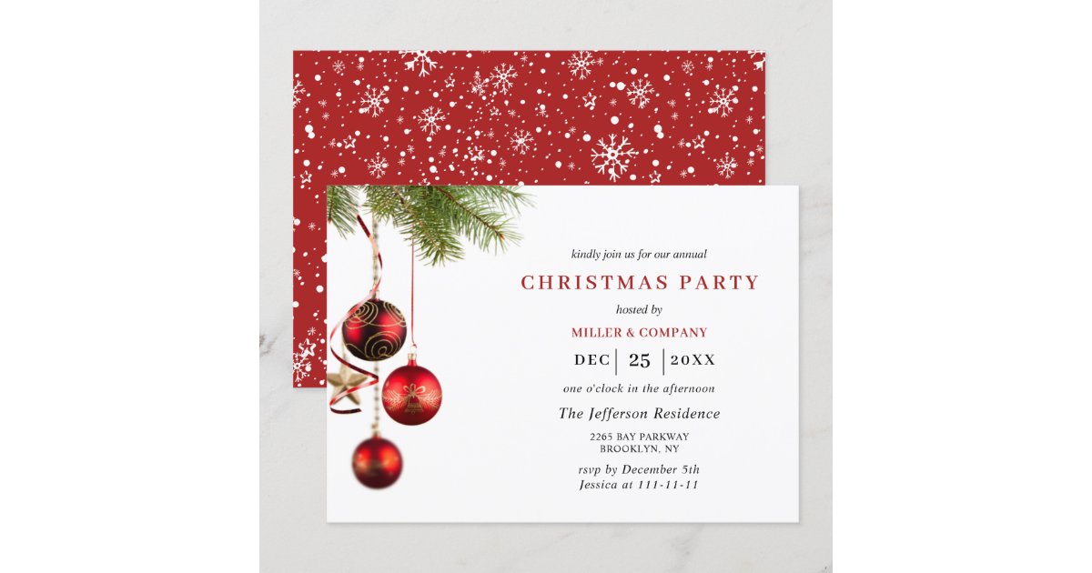 Red Traditional Merry Christmas Holiday Party Invitation | Zazzle