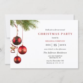 Red Traditional Merry Christmas Holiday Party Invitation | Zazzle