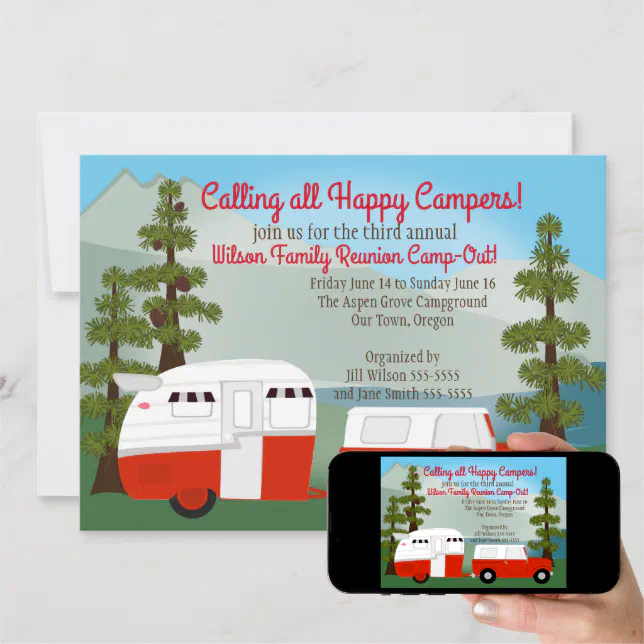 Red Trailer Camping Invitation | Zazzle
