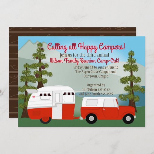 Red Trailer Camping Invitation | Zazzle