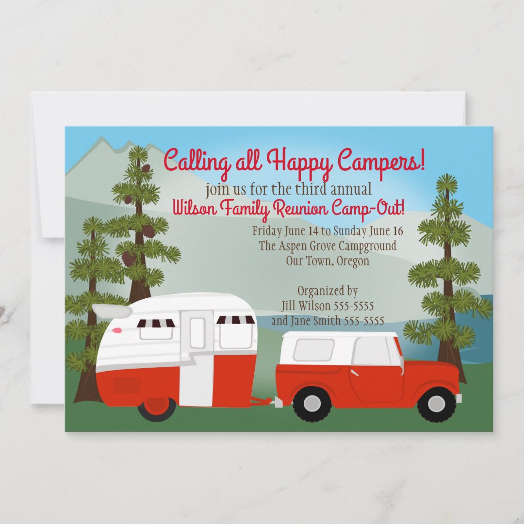 Red Trailer Camping Invitation | Zazzle
