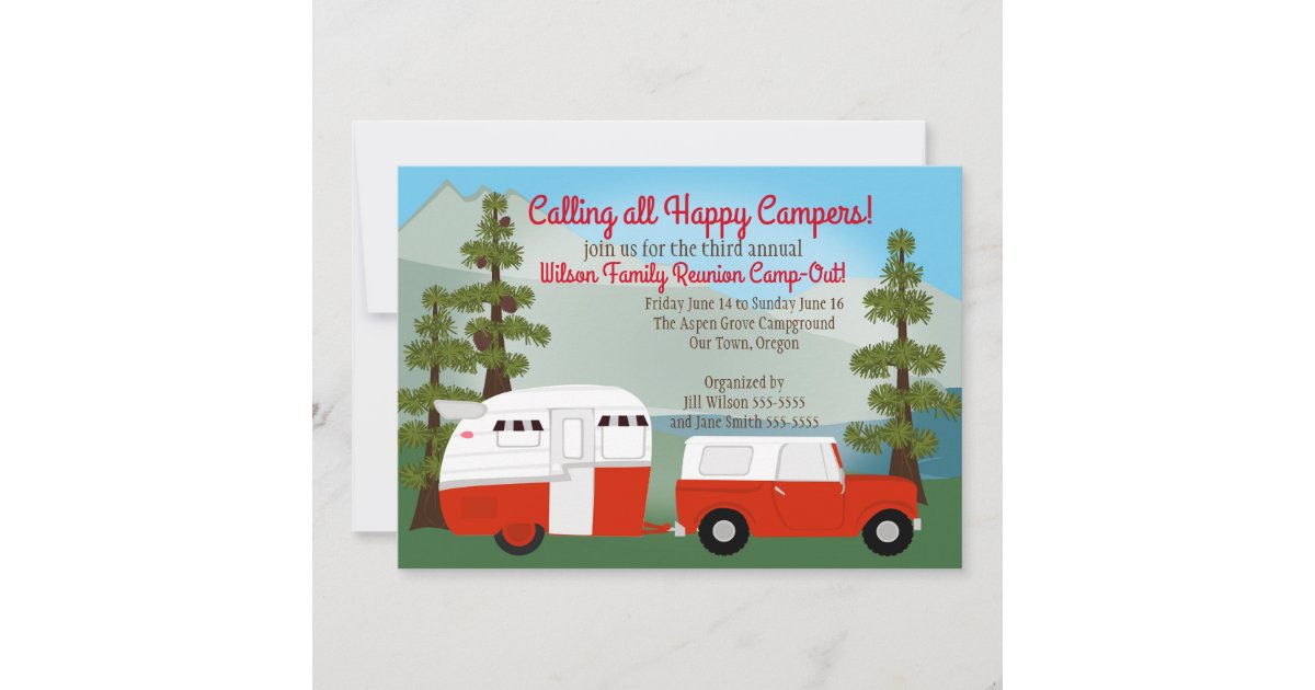 Red Trailer Camping Invitation | Zazzle