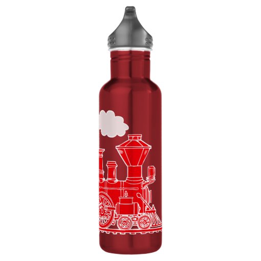 Red train kids name loco drinks bottle | Zazzle