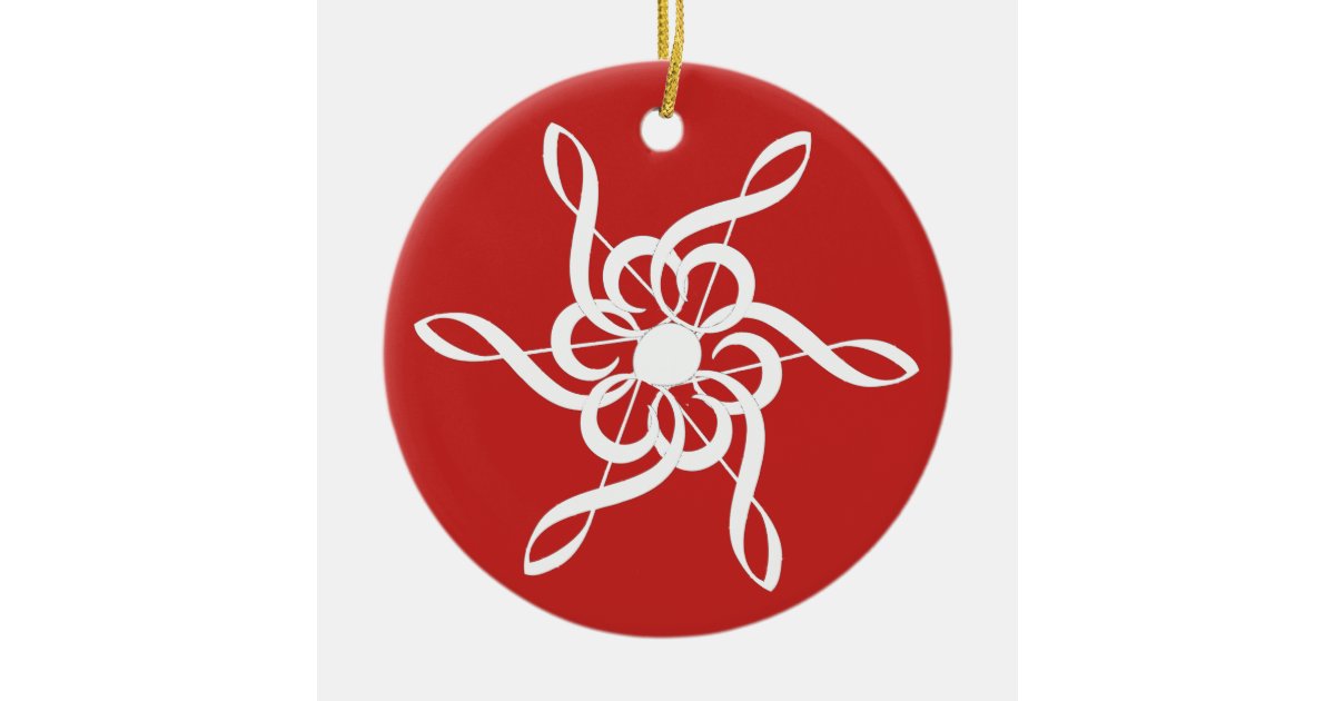 Red Treble Clef Snowflake Musical Ornament | Zazzle