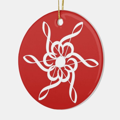 Red Treble Clef Snowflake Musical Ornament | Zazzle