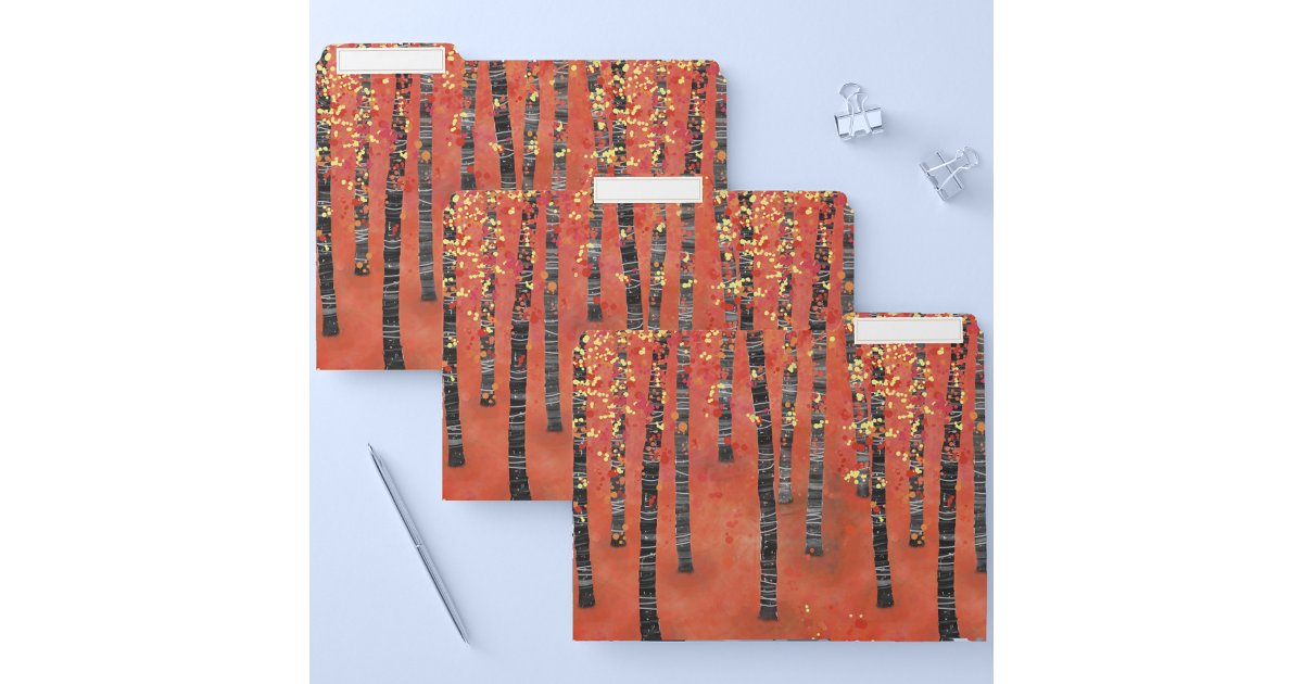 Red Tree Forest Landscape File Folder | Zazzle