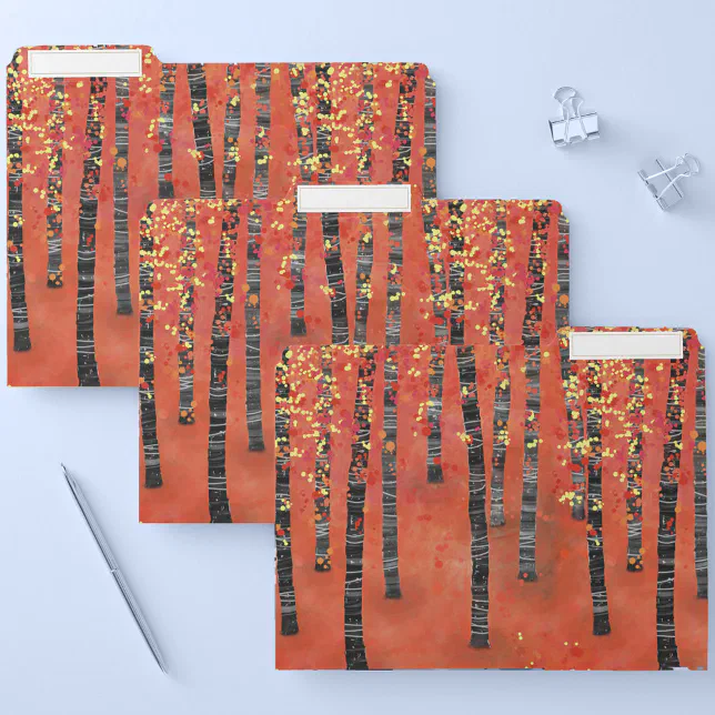 Red Tree Forest Landscape File Folder | Zazzle